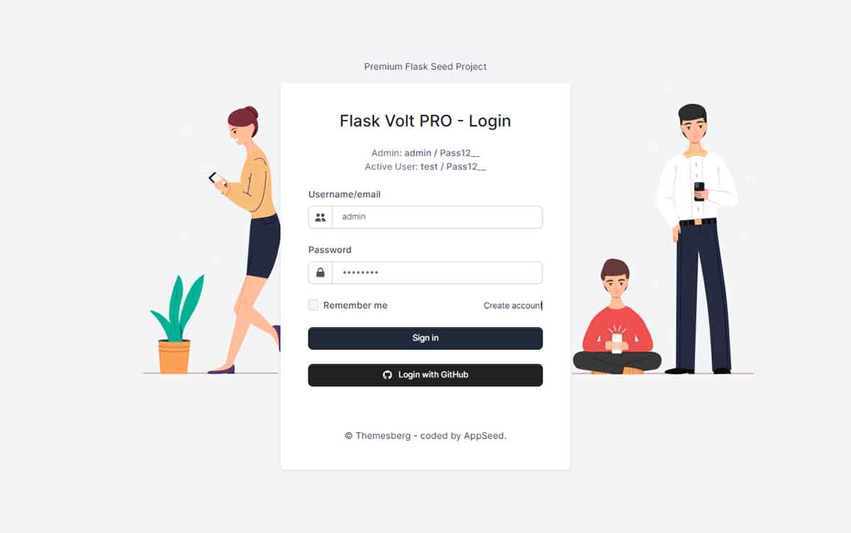 Flask OAuth, API, Extended Profiles - Volt Dashboard PRO