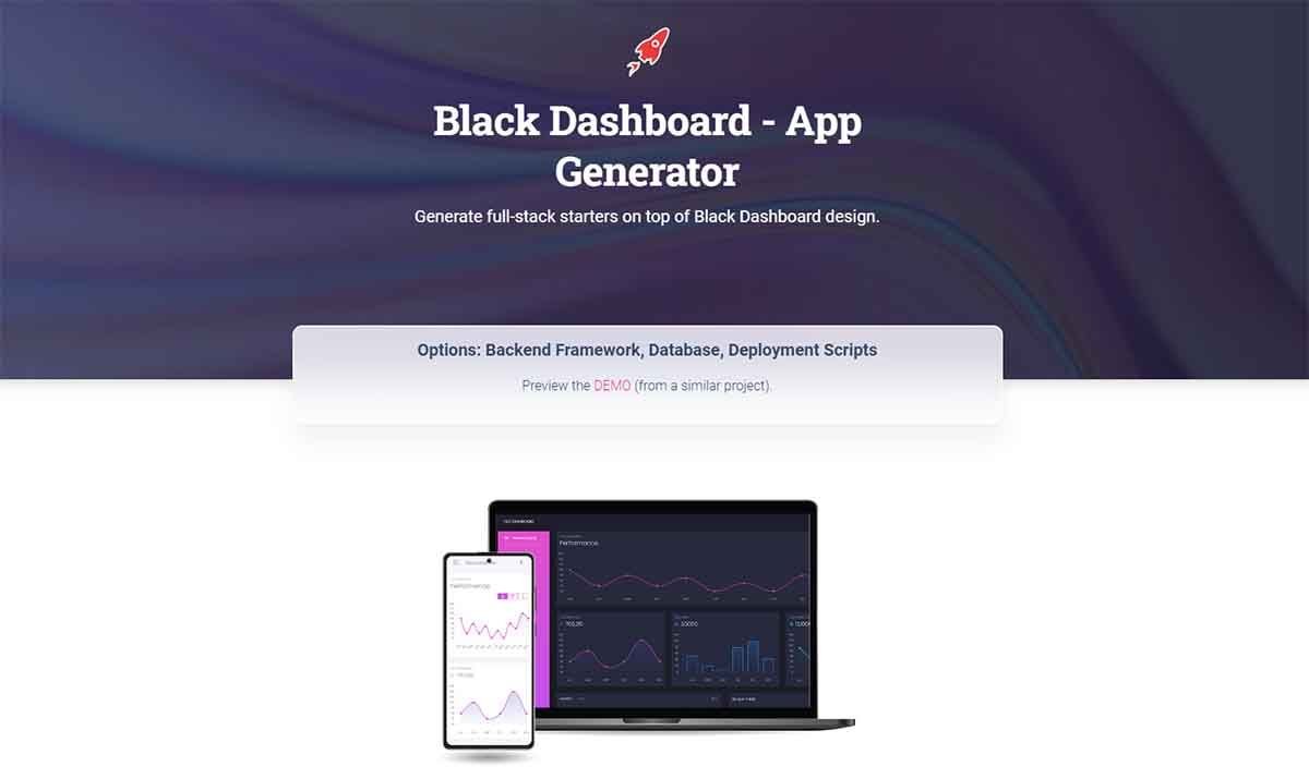 Flask App Generator - Black Dashboard Design
