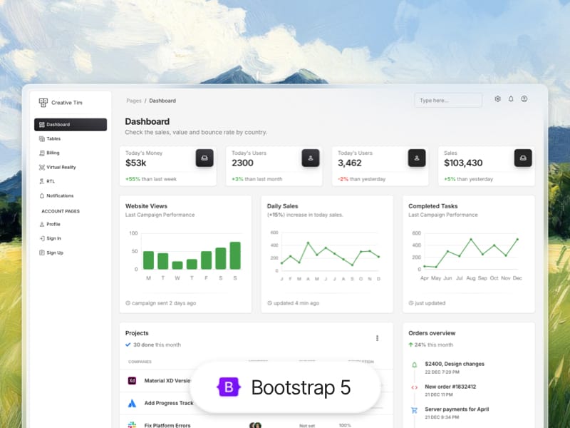 Material Dashboard 3 - Open-Source Bootstrap 5 Template