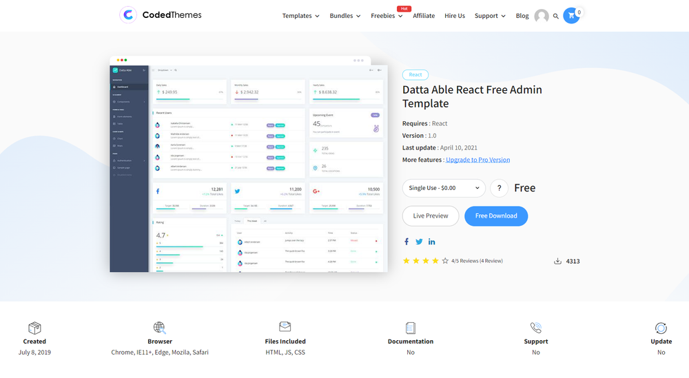 Datta Able Template - React