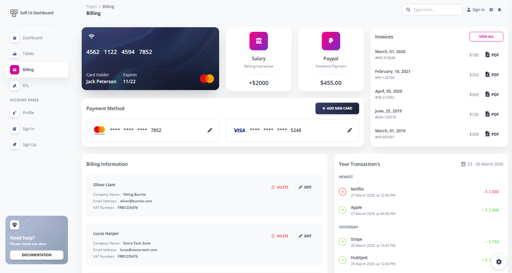 Soft UI Dashboard - Free Bootstrap 5 Template