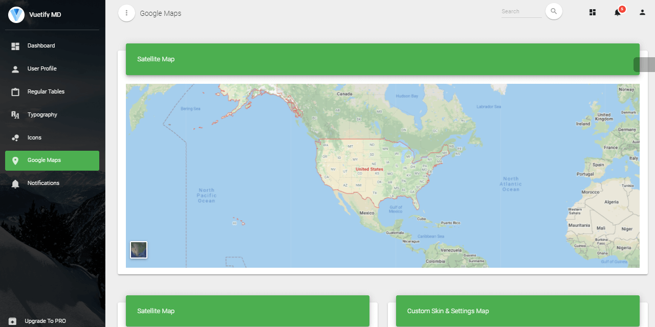 Vue Dashboard - Vuetify Material