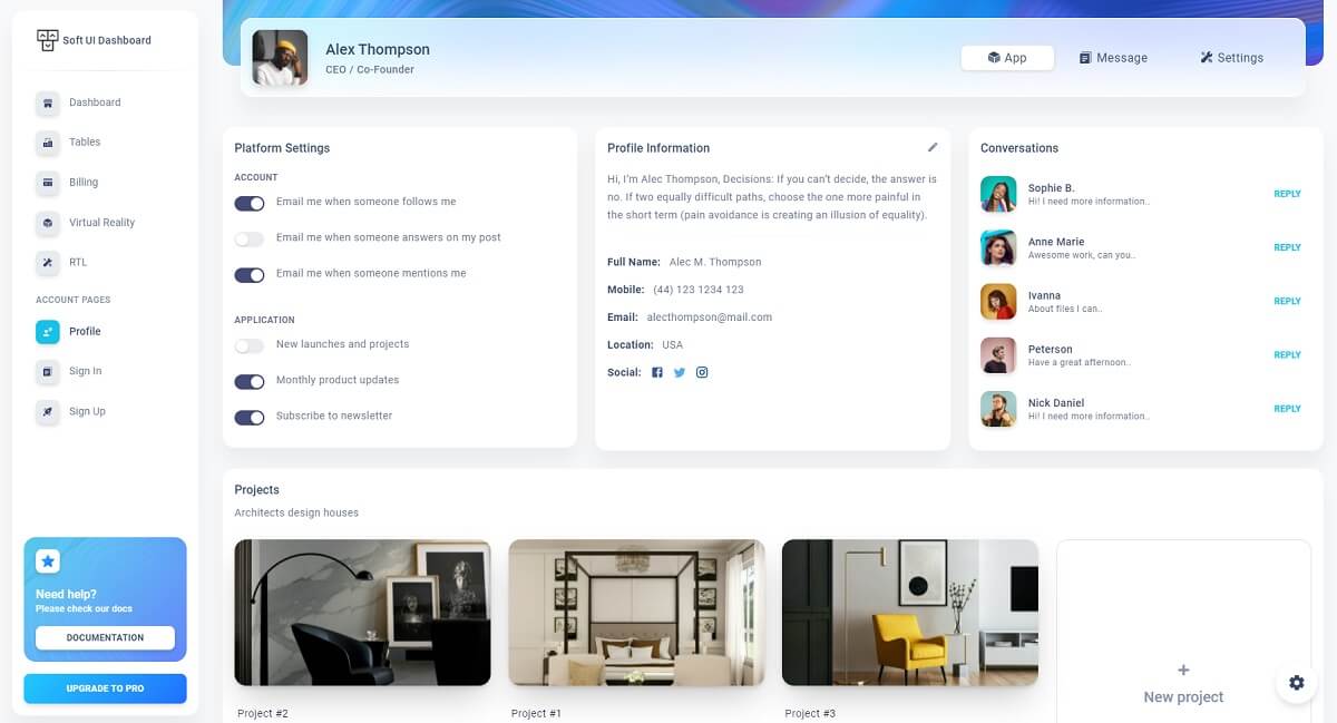 Free React Dashboard - Soft Material UI