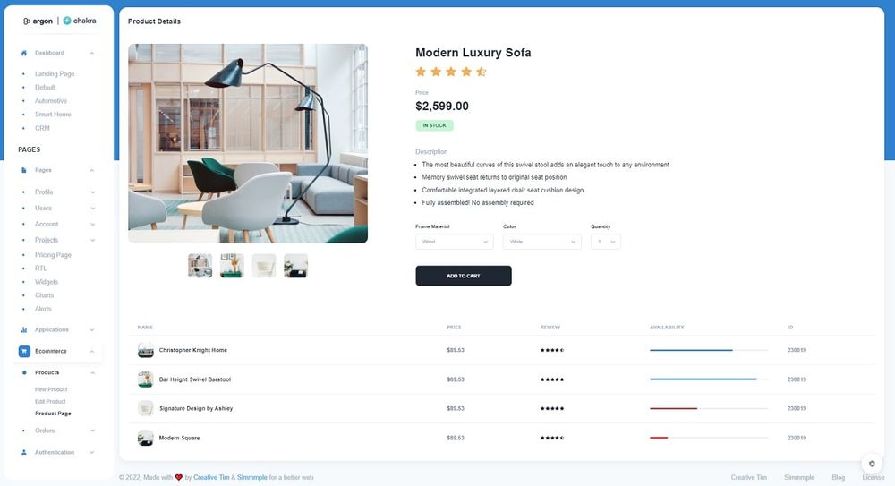 Argon Dashboard Chakra PRO