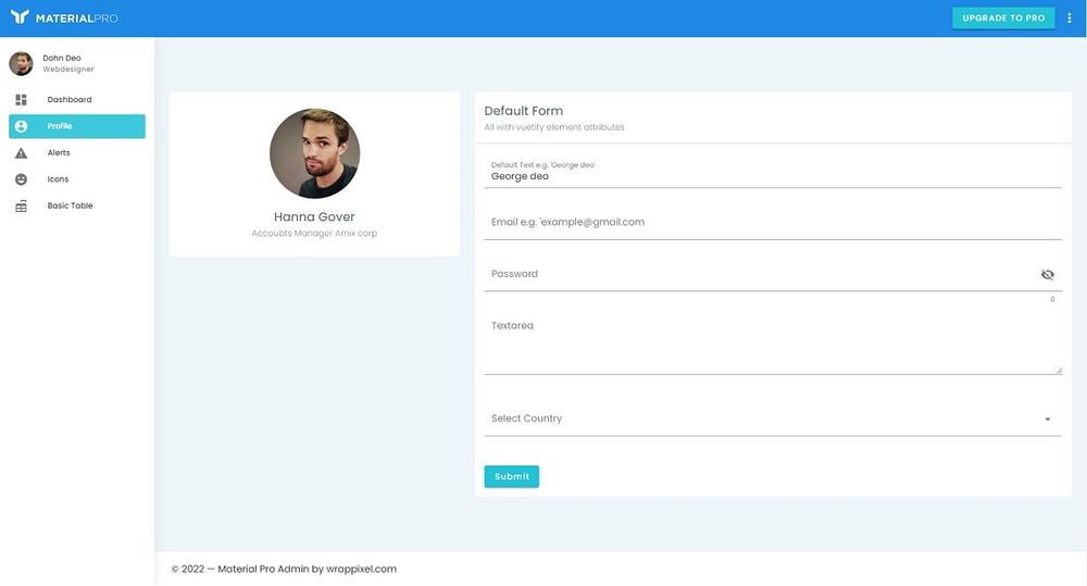 MaterialPro Vuetify Admin Lite