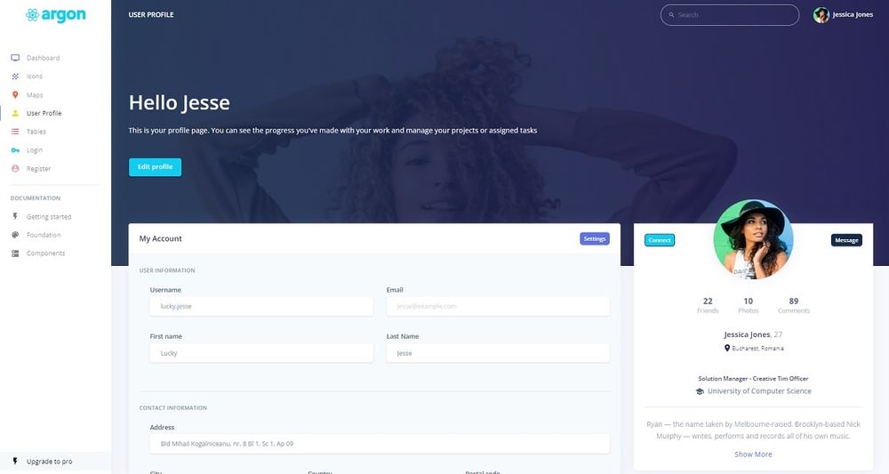 React Argon Material-UI - Free Template
