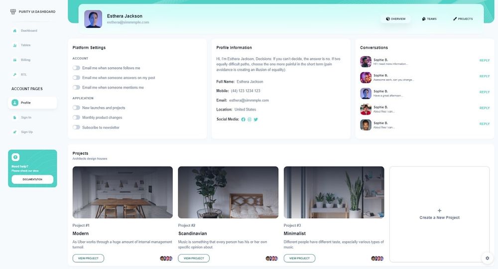 Purity UI Dashboard - Free React Template