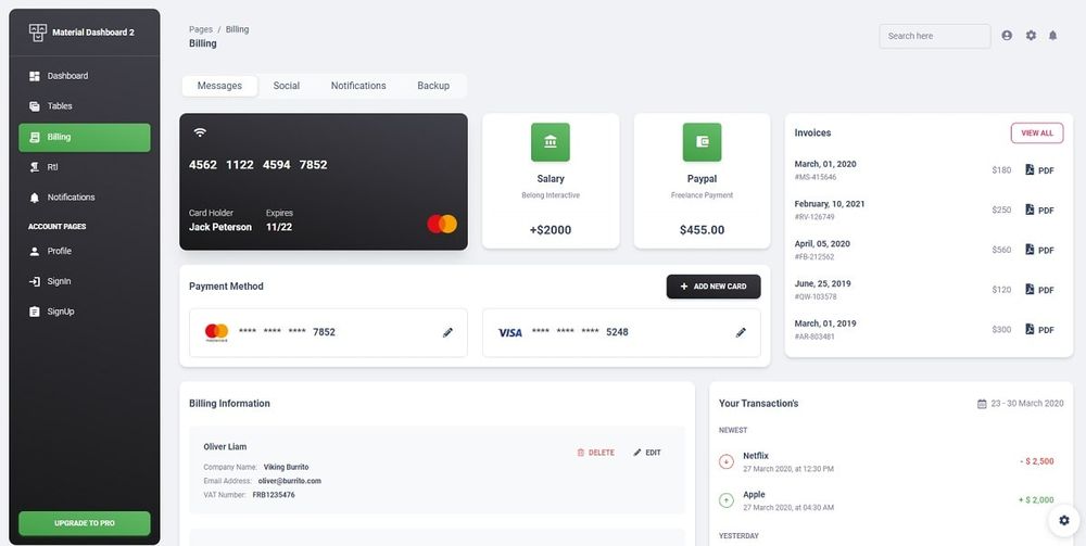 Vue Material Dashboard - Free Vue 3 Template