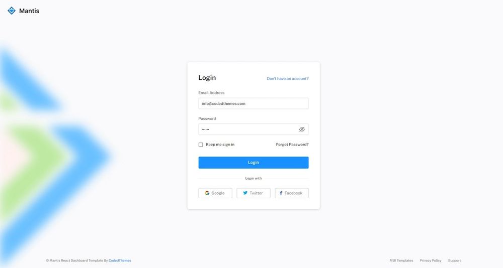 Mantis React - Open-Source Material-UI Template