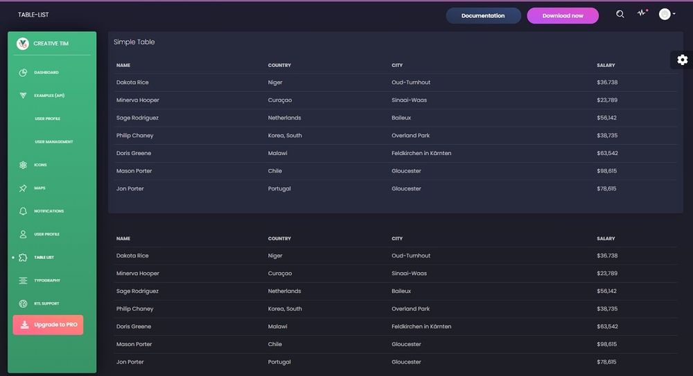 Vue Black Dashboard Laravel - Free Starter