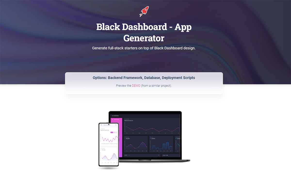 Flask App Generator - Black Dashboard Design