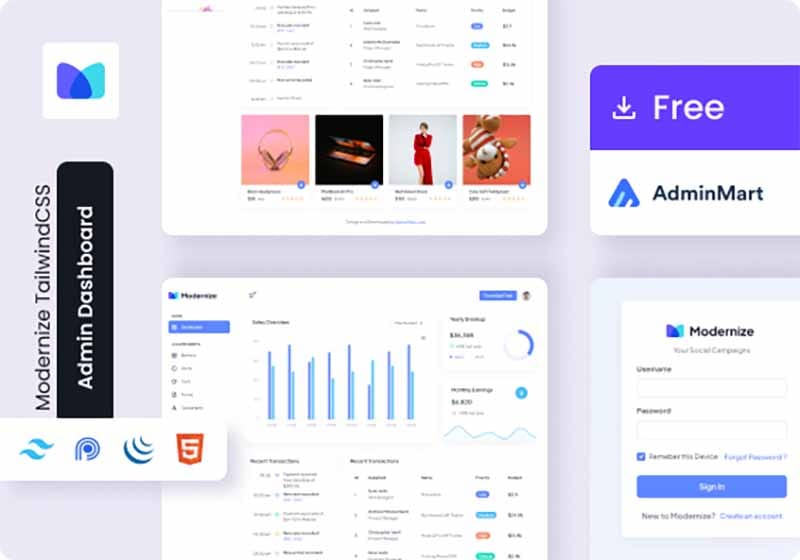 Modernize Tailwind - Free Admin Template by AdminMart