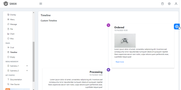 Free React Dashboard - Sakai