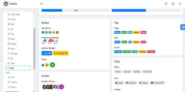 Free React Dashboard - Sakai
