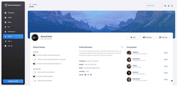Material Dashboard React - Free Template